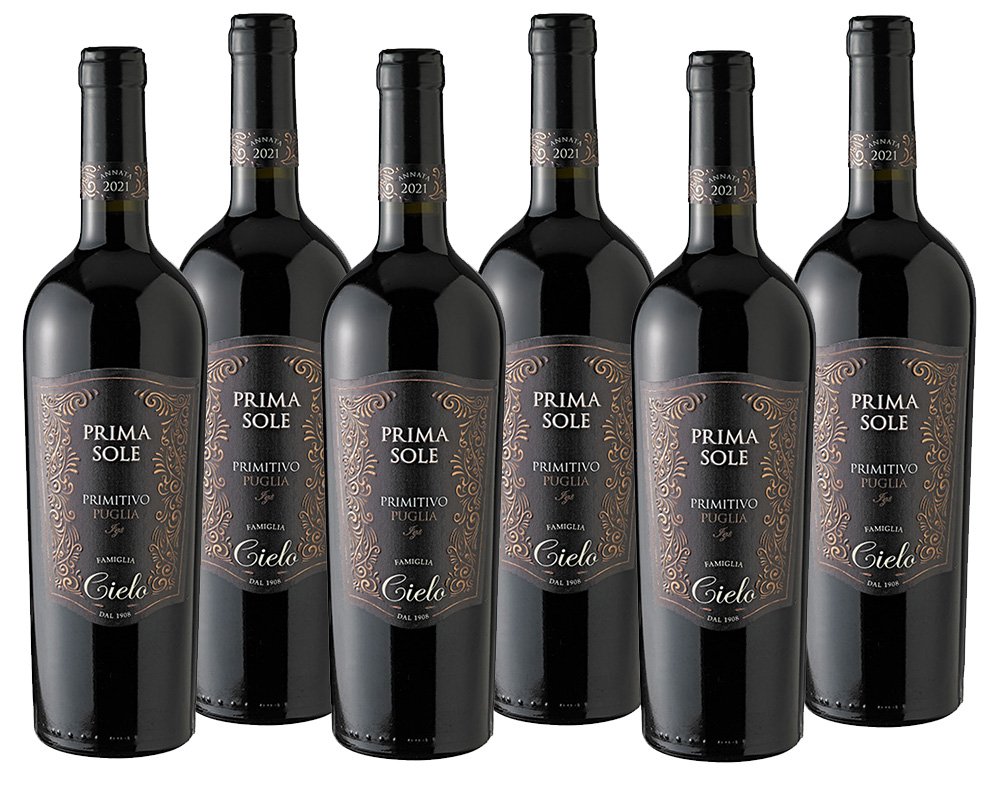 Rotwein Primasole Primitivo aus Italien | 6er-Set